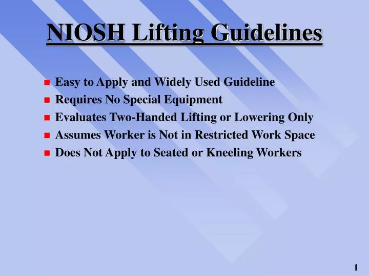 PPT - NIOSH Lifting Guidelines PowerPoint Presentation, free download ...