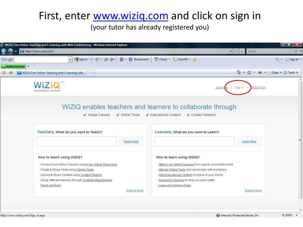 PPT - WiZiQ Tutorial for the Student Before the class PowerPoint Presentation - ID:1398775