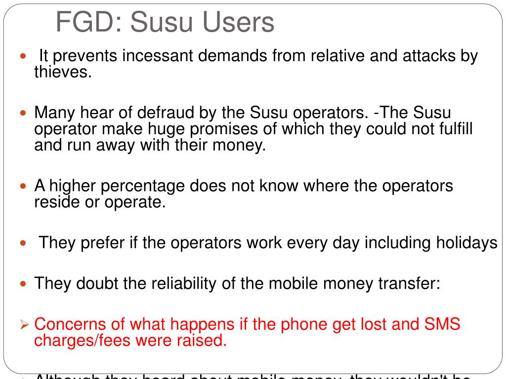 PPT - “E–SUSU” Operation: Can Mobile Money Revolutionise an Ancient ...