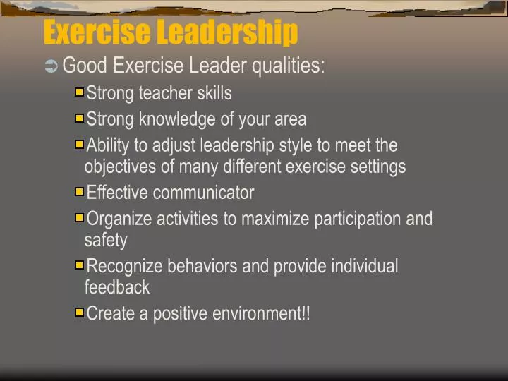 PPT - Exercise Leadership PowerPoint Presentation, free download - ID ...