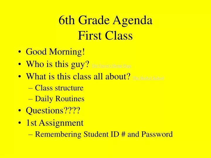 PPT - 6th Grade Agenda First Class PowerPoint Presentation, free ...