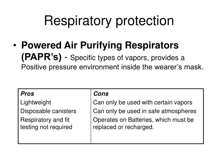 PPT - Air Purifying Respirators, Powered Air Purifying Respirators, and ...
