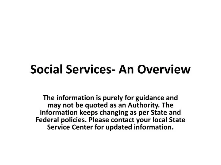 PPT - Social Services- An Overview PowerPoint Presentation, free ...