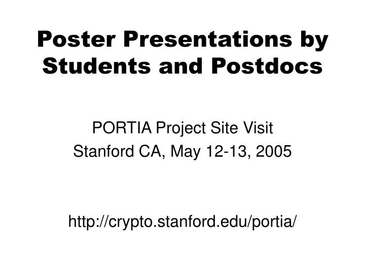 PPT - Poster Presentations by Students and Postdocs PowerPoint ...