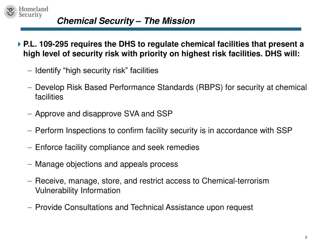 PPT - Securing the Chemical Sector: An Outline of the Chemical Facility ...