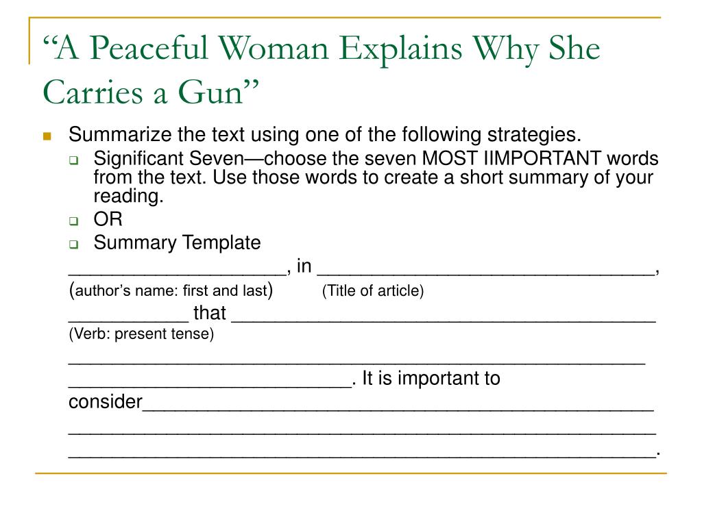 PPT - “A Peaceful Woman Explains Why She Carries a Gun” PowerPoint ... PPT - “A Peaceful Woman Explains Why She Carries a Gun” PowerPoint ...