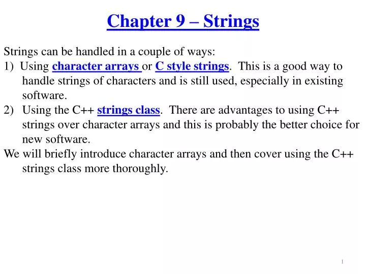 Ppt Chapter 9 Strings Powerpoint Presentation Free Download Id 1408079