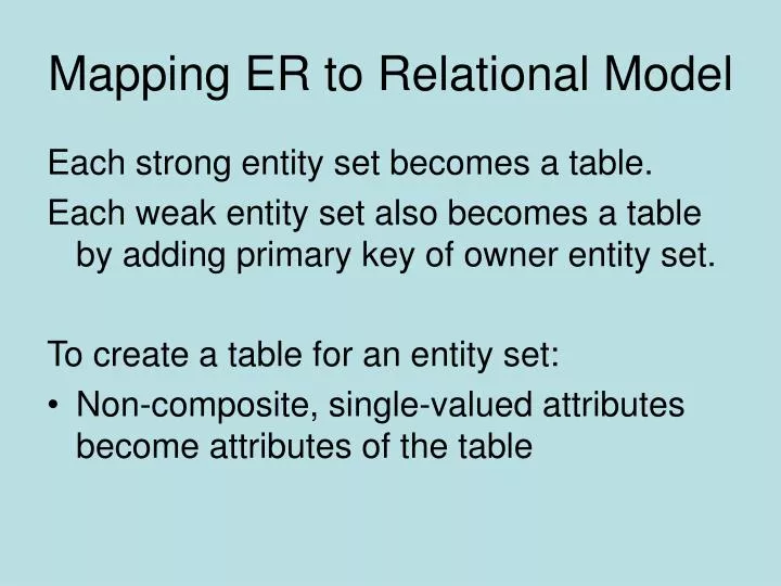 PPT - Mapping ER to Relational Model PowerPoint Presentation, free ...