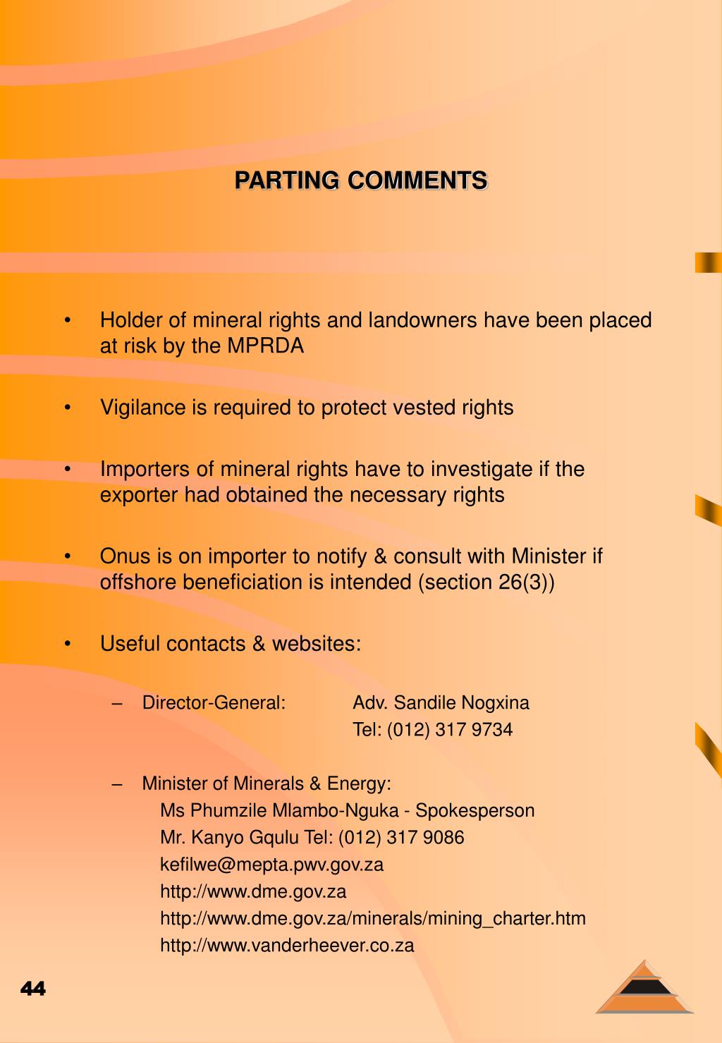 PPT - IMPACT OF NEW MINERAL LAWS ON EXPORTING CrMn FOR STAINLESS STEEL ...