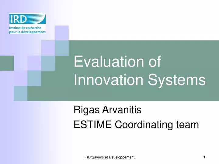 PPT - Evaluation of Innovation Systems PowerPoint Presentation, free ...