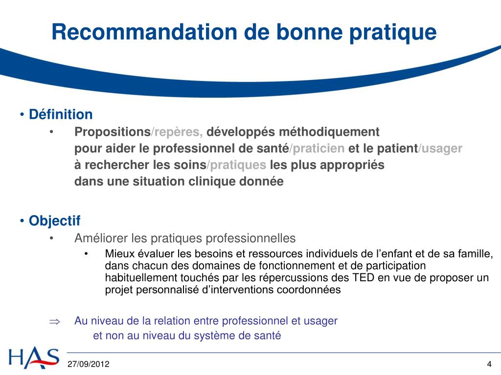 PPT - Recommandation de bonne pratique PowerPoint Presentation, free download - ID:1410583