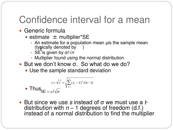 PPT - Confidence Interval of a Mean PowerPoint Presentation - ID:1411336