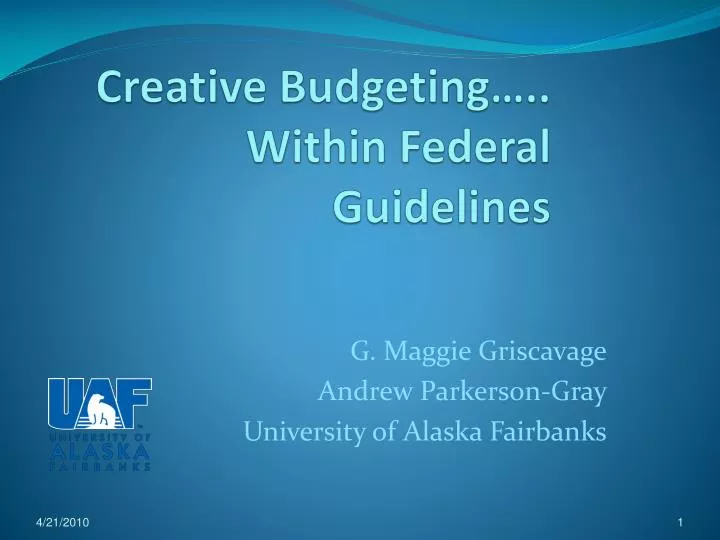 PPT - Creative Budgeting….. Within Federal Guidelines PowerPoint ...