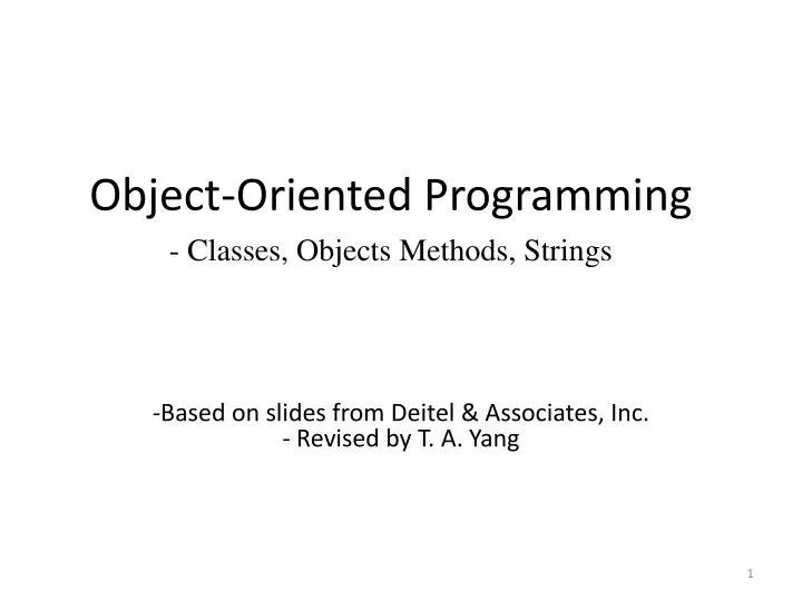 Ppt Object Oriented Programming Classes Objects Methods Strings Powerpoint Presentation