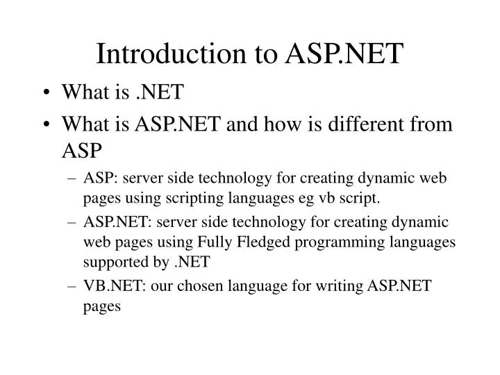 PPT - Introduction to ASP.NET PowerPoint Presentation, free download - ID:1413690