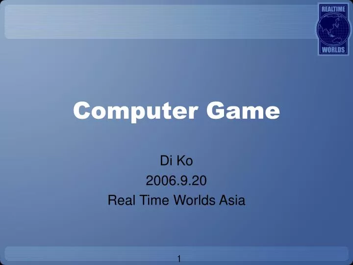 PPT - Computer Game PowerPoint Presentation, free download - ID:1418788