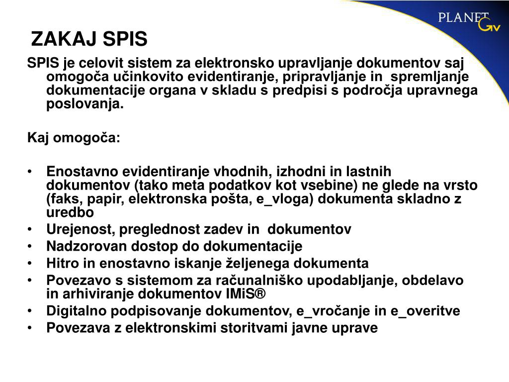PPT - INFORMACIJSKI SISTEM KOT PODPORA ZA VODENJE ZADEV IN DOKUMENTOV V ...