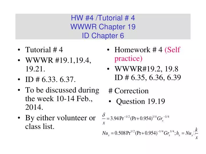 PPT - HW #4 /Tutorial # 4 WWWR Chapter 19 ID Chapter 6 PowerPoint ...