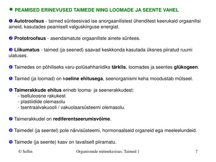 PPT - 1. Taimede põhitunnused ja iseärasused. PowerPoint Presentation ...
