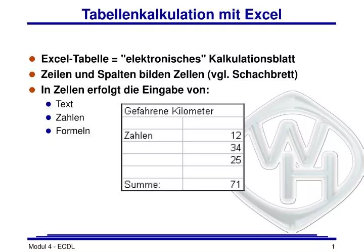PPT - Tabellenkalkulation mit Excel PowerPoint Presentation, free ...