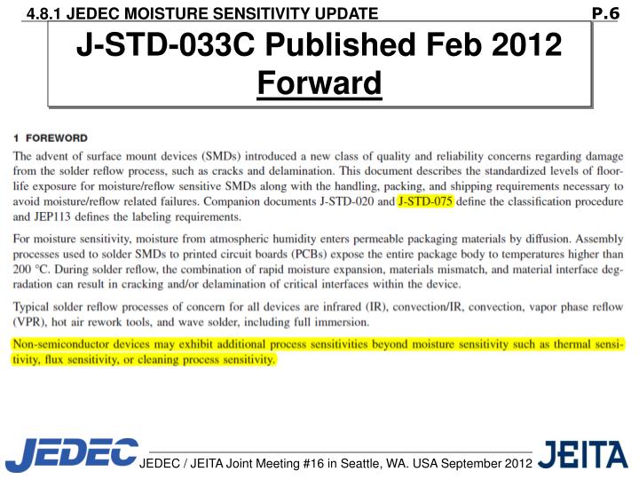 PPT - 4.9.1 JEDEC MOISTURE SENSITIVITY UPDATE PowerPoint Presentation - ID:1424769
