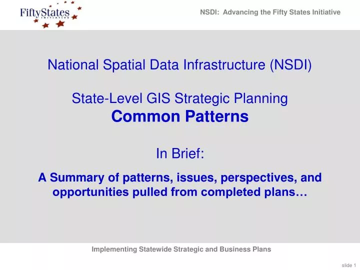 PPT - National Spatial Data Infrastructure (NSDI) State-Level GIS ...