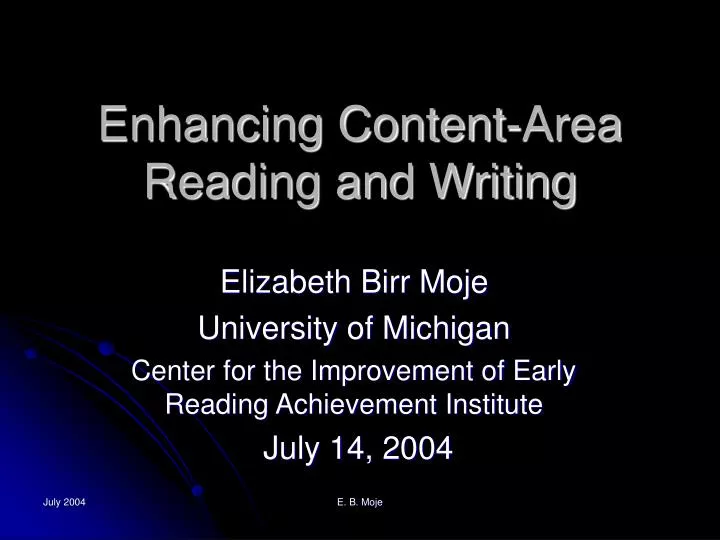 PPT - Enhancing Content-Area Reading and Writing PowerPoint ...