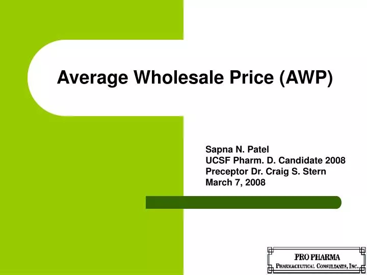 PPT - Average Wholesale Price (AWP) PowerPoint Presentation, free ...