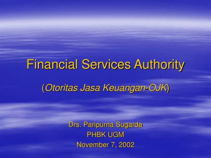 PPT - Financial Services Authority PowerPoint Presentation, free ...