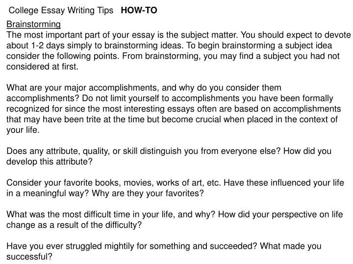 PPT - College Essay Writing Tips HOW-TO PowerPoint Presentation, free ...