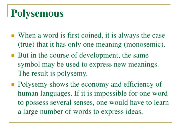 PPT - English Lexicology Polysemy and Homonymy PowerPoint Presentation ...