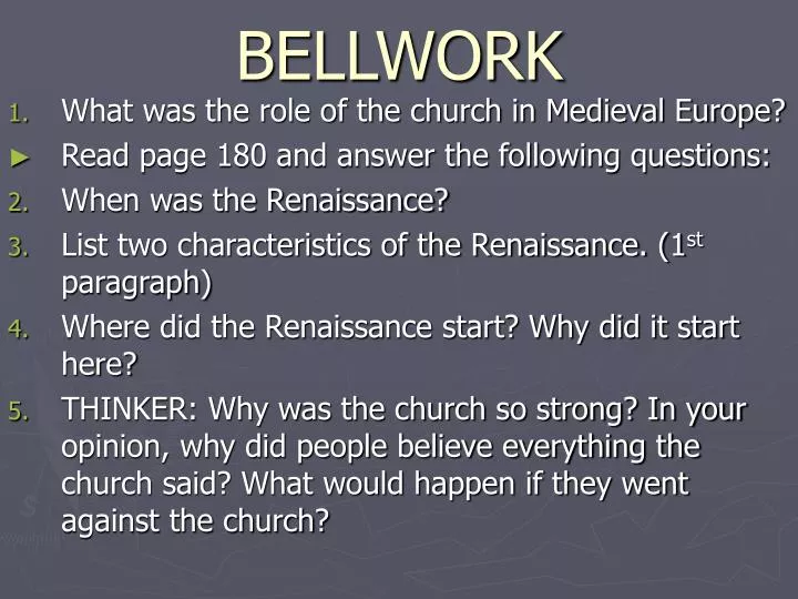 PPT - BELLWORK PowerPoint Presentation, free download - ID:1429739