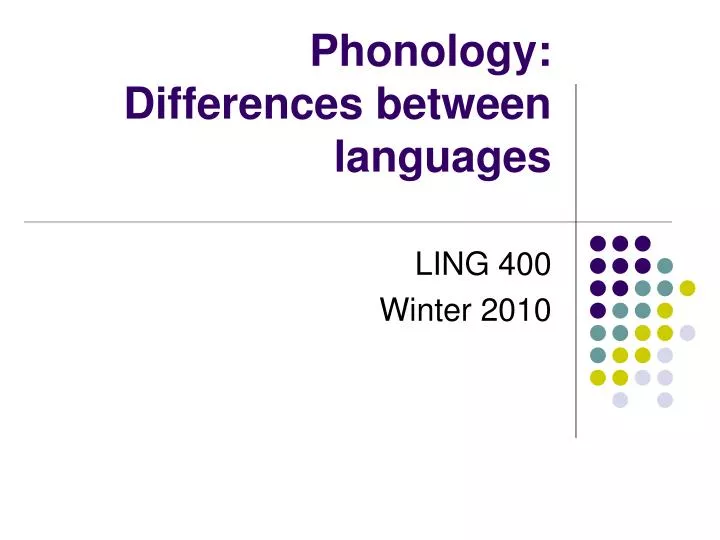 PPT - Phonology: Differences between languages PowerPoint Presentation ...