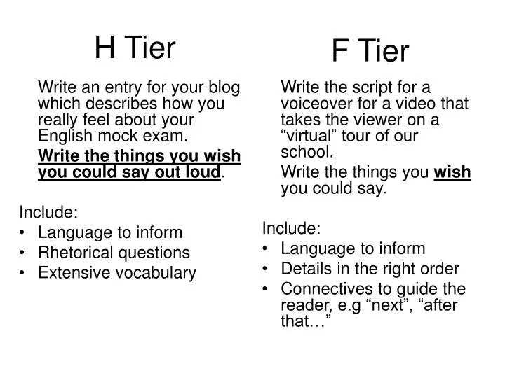 PPT - H Tier PowerPoint Presentation, free download - ID:1431826