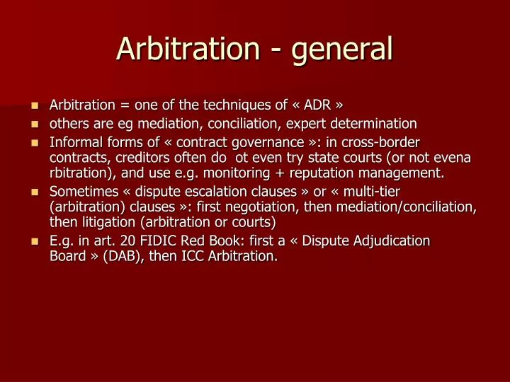 PPT - Arbitration - general PowerPoint Presentation, free download - ID ...