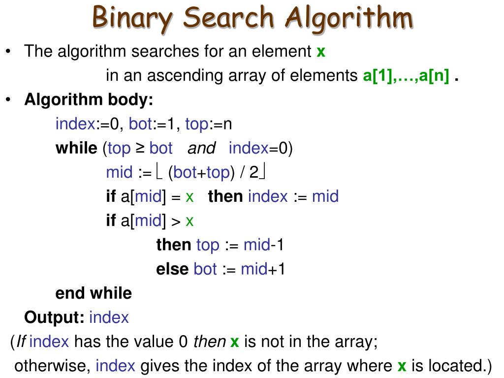 Ppt Efficiency Of Algorithms Logarithmic Orders Binary Search Algorithm Powerpoint