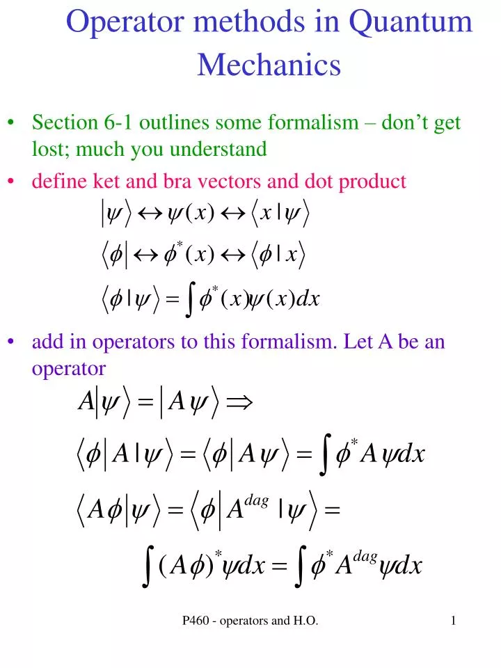PPT - Operator methods in Quantum Mechanics PowerPoint Presentation, free download - ID:1433228
