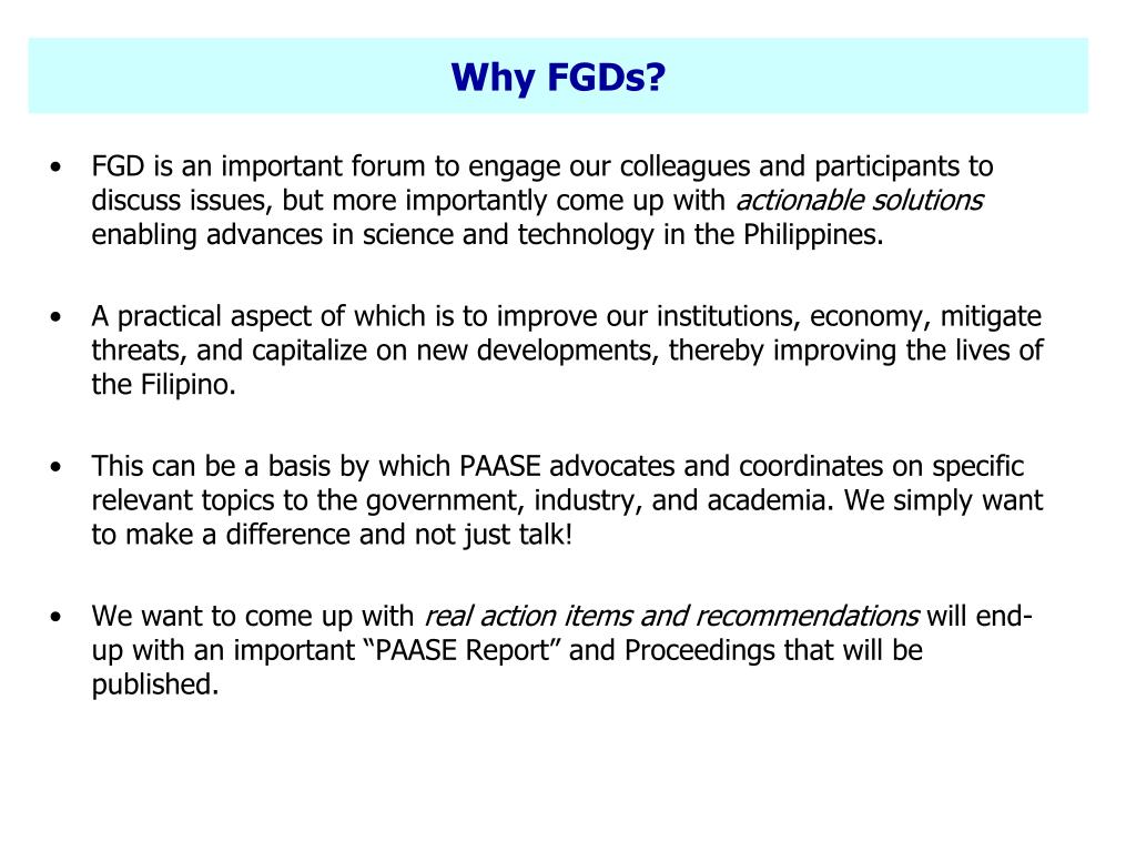 PPT - Why FGDs? PowerPoint Presentation, free download - ID:1436613