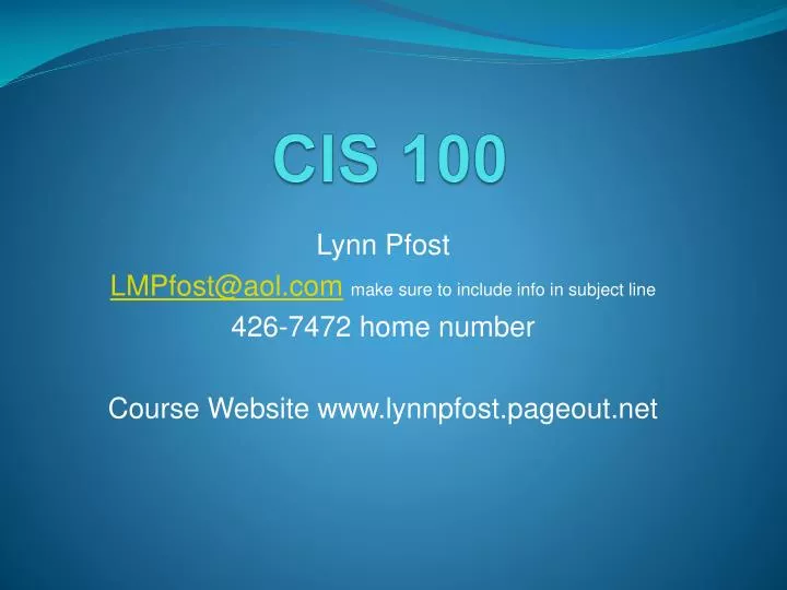PPT - CIS 100 PowerPoint Presentation, free download - ID:1436786