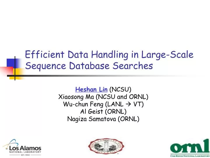 Ppt Efficient Data Handling In Large Scale Sequence Database Searches