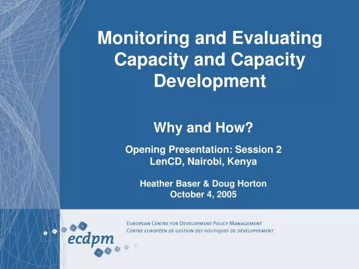 PPT - Monitoring and Evaluating Capacity and Capacity Development ...