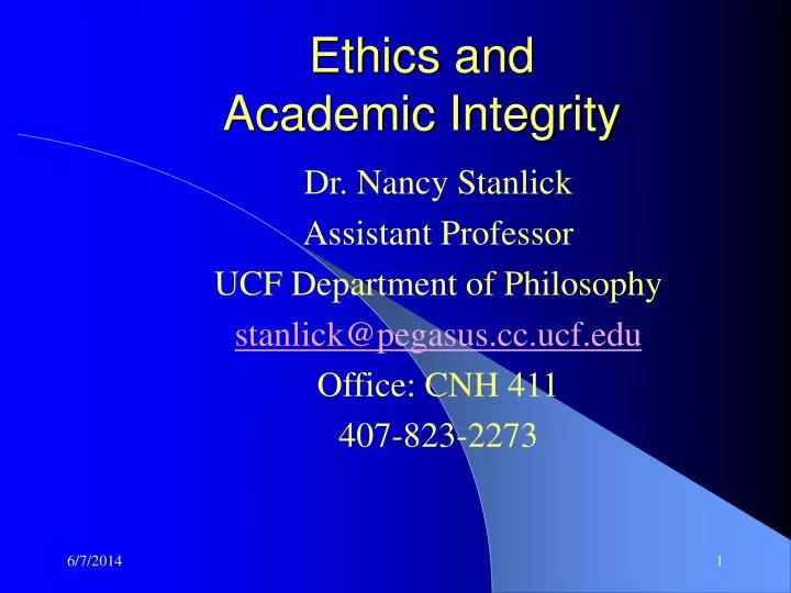PPT - Ethics and Academic Integrity PowerPoint Presentation, free ...