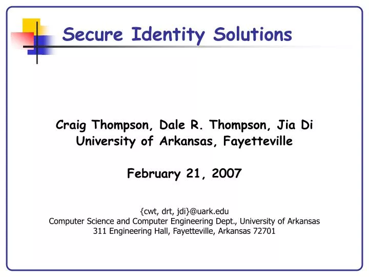 PPT - Secure Identity Solutions PowerPoint Presentation, free download ...