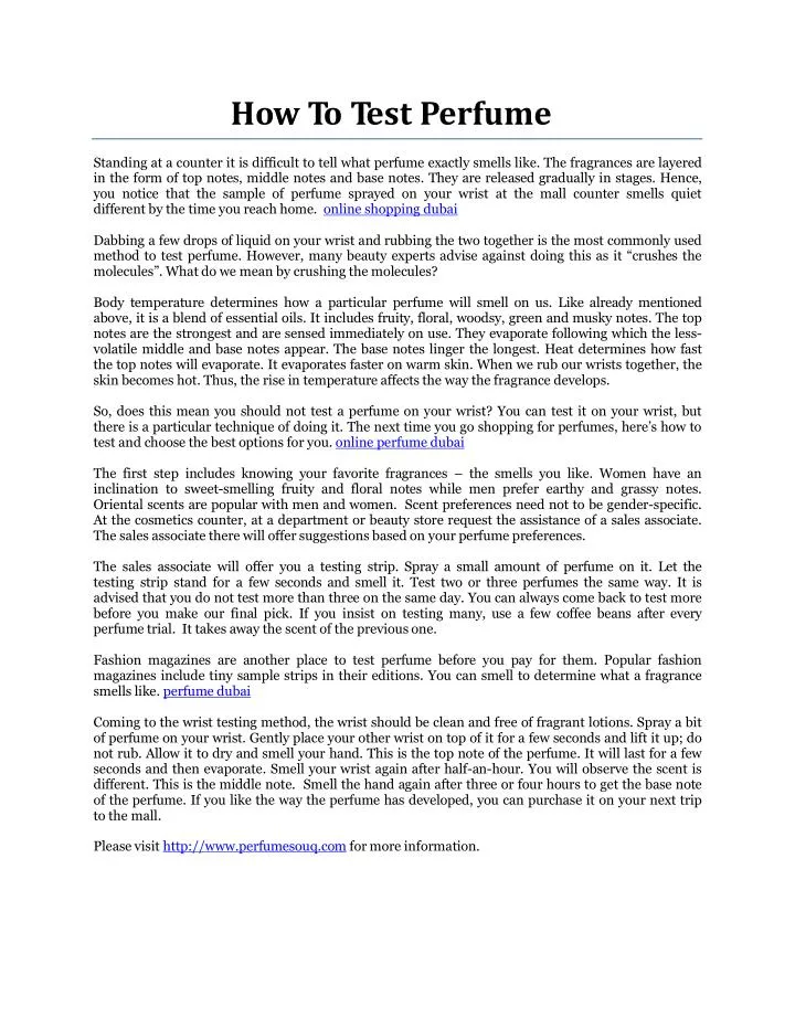 PPT - How To Test Perfume PowerPoint Presentation, free download - ID ...