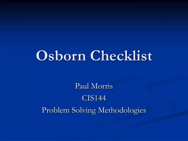 PPT - Osborn Checklist PowerPoint Presentation, free download - ID:1442465