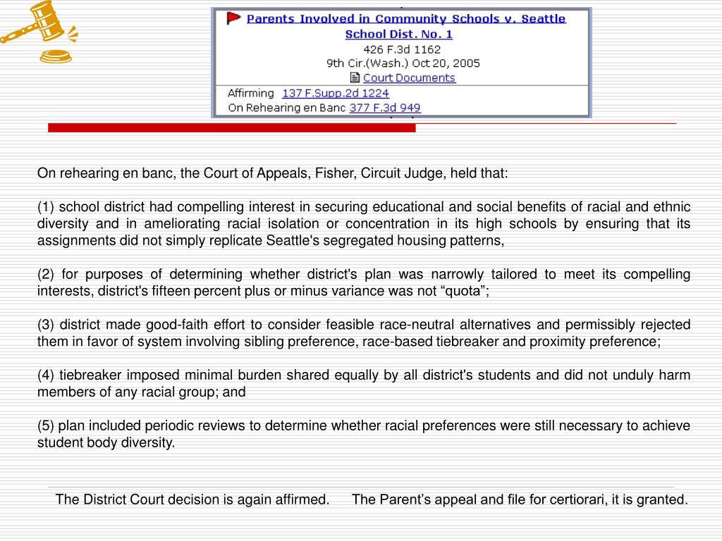 PPT - Parents Involved In Community Schools v. Seattle School Dist. No ...
