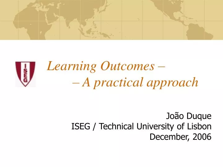 PPT - Learning Outcomes – – A practical approach PowerPoint ...