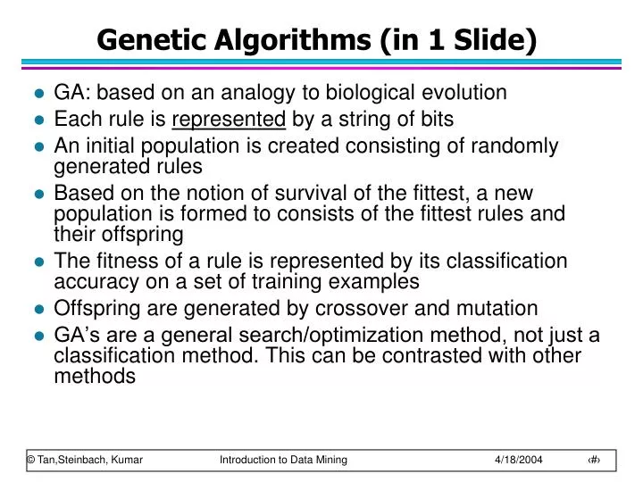 PPT - Genetic Algorithms (in 1 Slide) PowerPoint Presentation, free ...