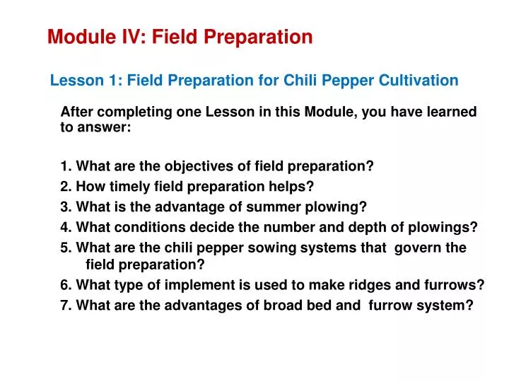 PPT - Module IV: Field Preparation PowerPoint Presentation, free ...