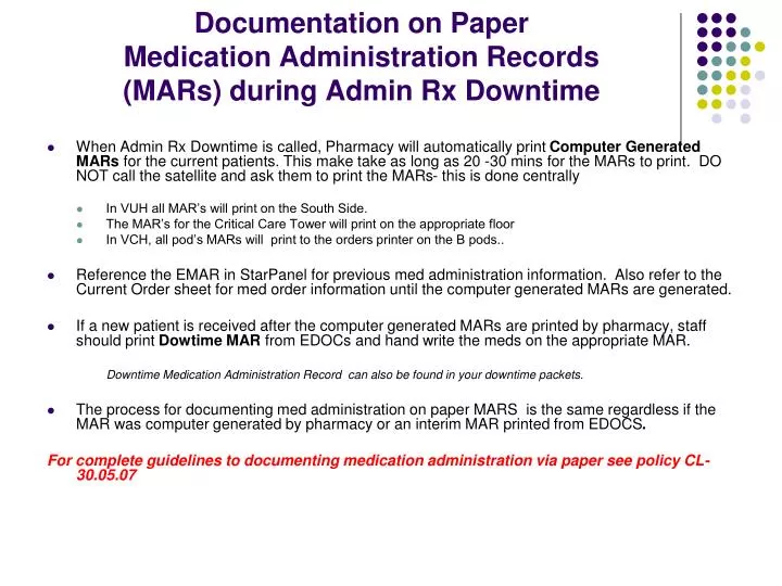 PPT - Documentation on Paper Medication Administration Records (MARs ...